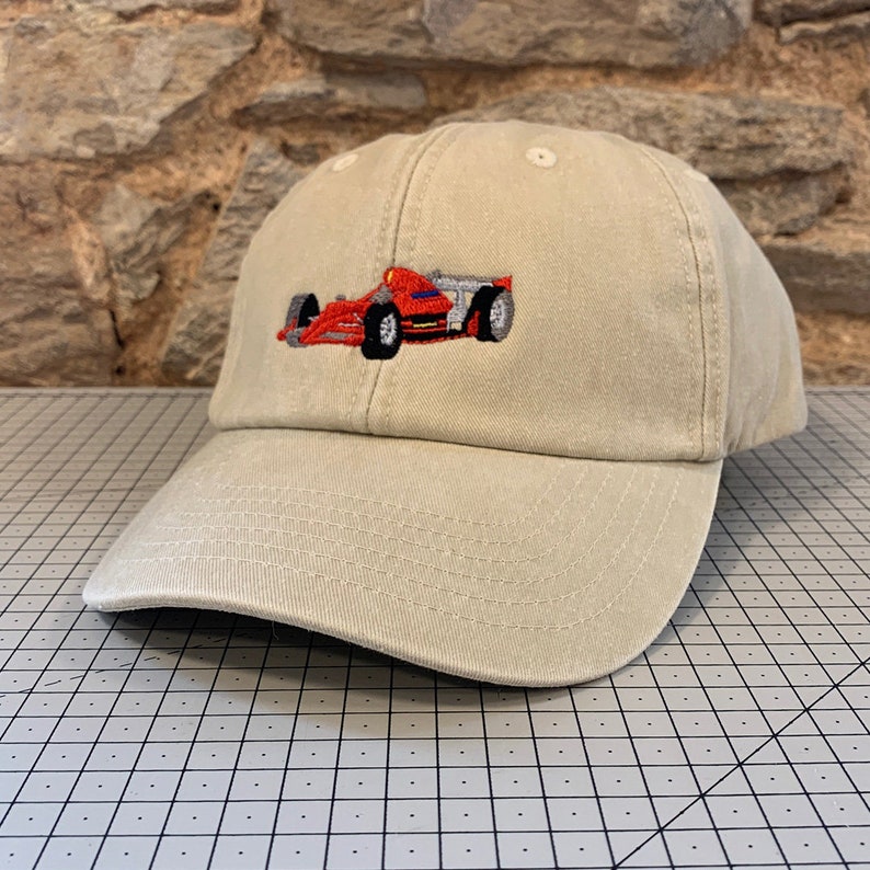 Embroidered Race Car Cap - Vintage Washed Canvas - Customisable Options ...