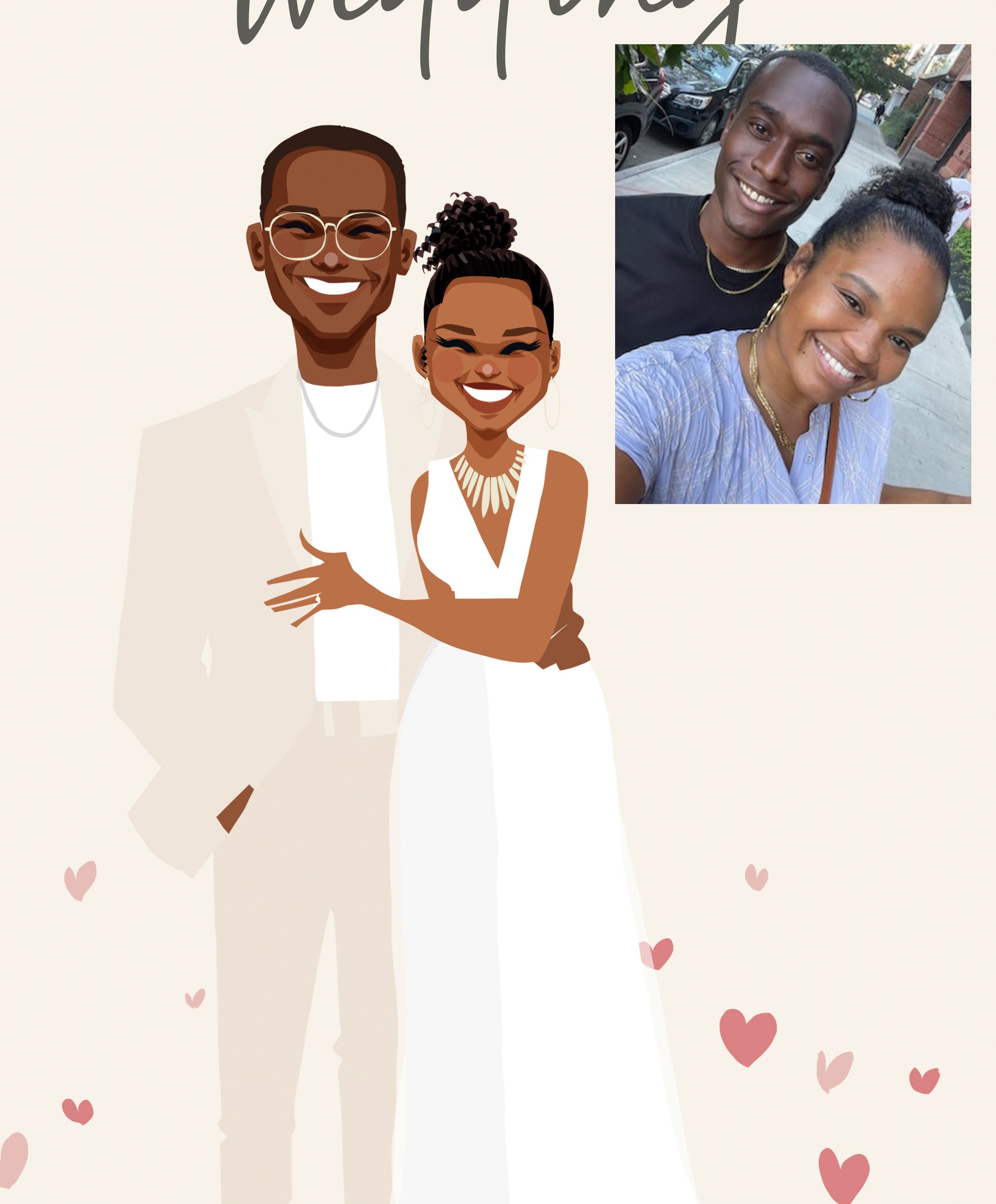 Simple and Cute Wedding Invitations Set. Wedding Cards. Custom Portrait ...