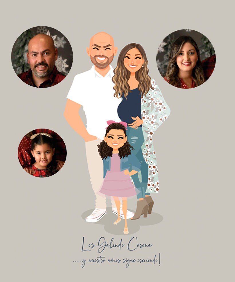 Custom Family Portrait: Personalized Drawing for 3 (digital Download ...