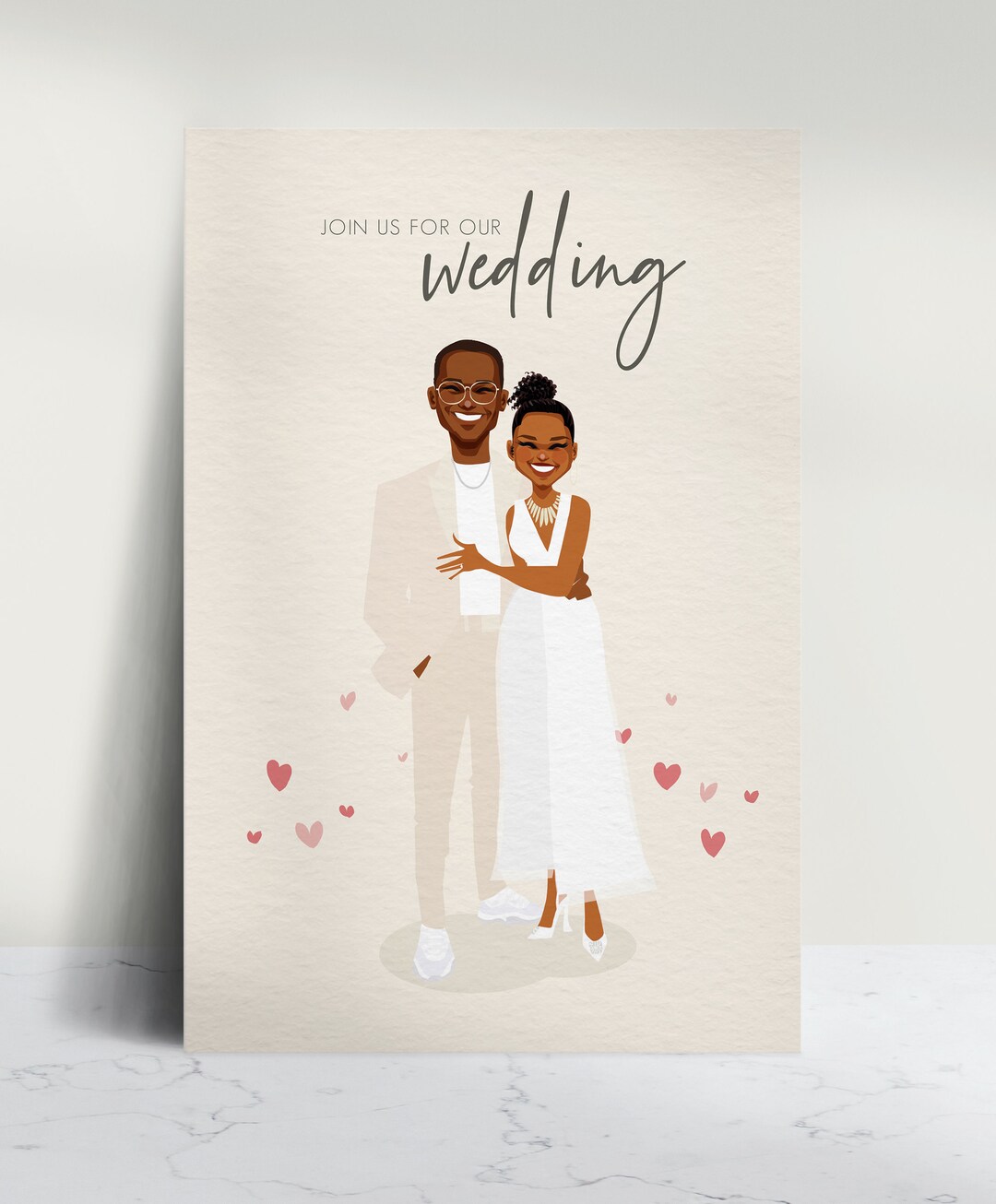 Simple and Cute Wedding Invitations. Wedding Cards. Custom Portrait ...