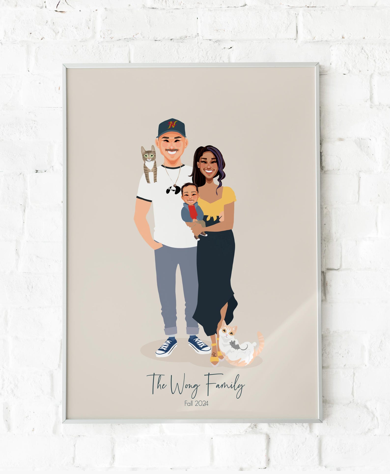 Custom Family Portrait: Personalized Drawing for 3 (digital Download ...