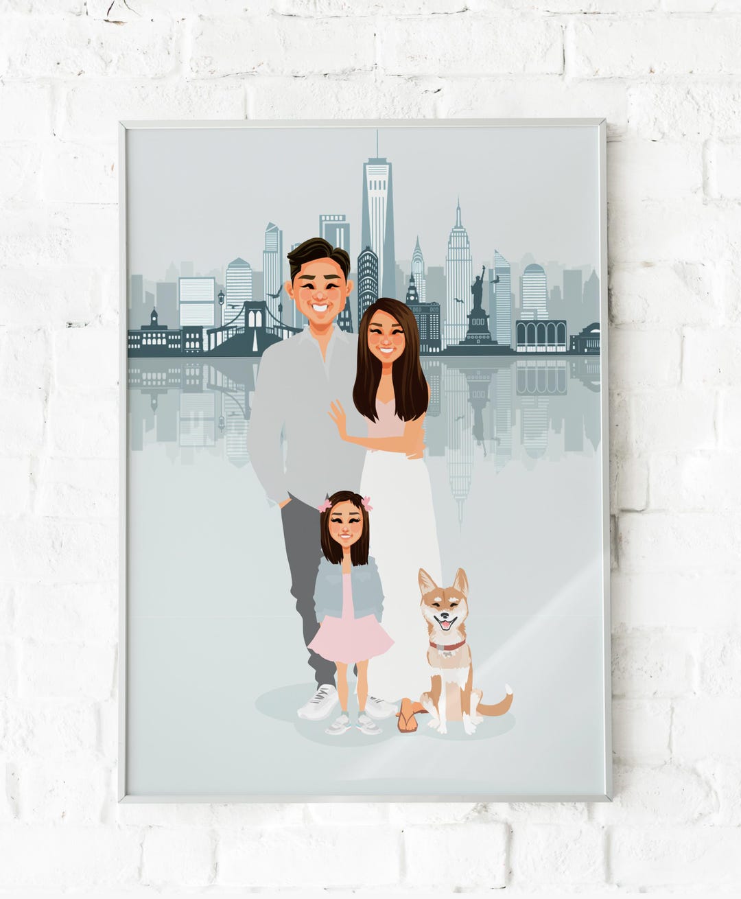Family Portrait With Detailed Background. Personalized Family Portrait ...