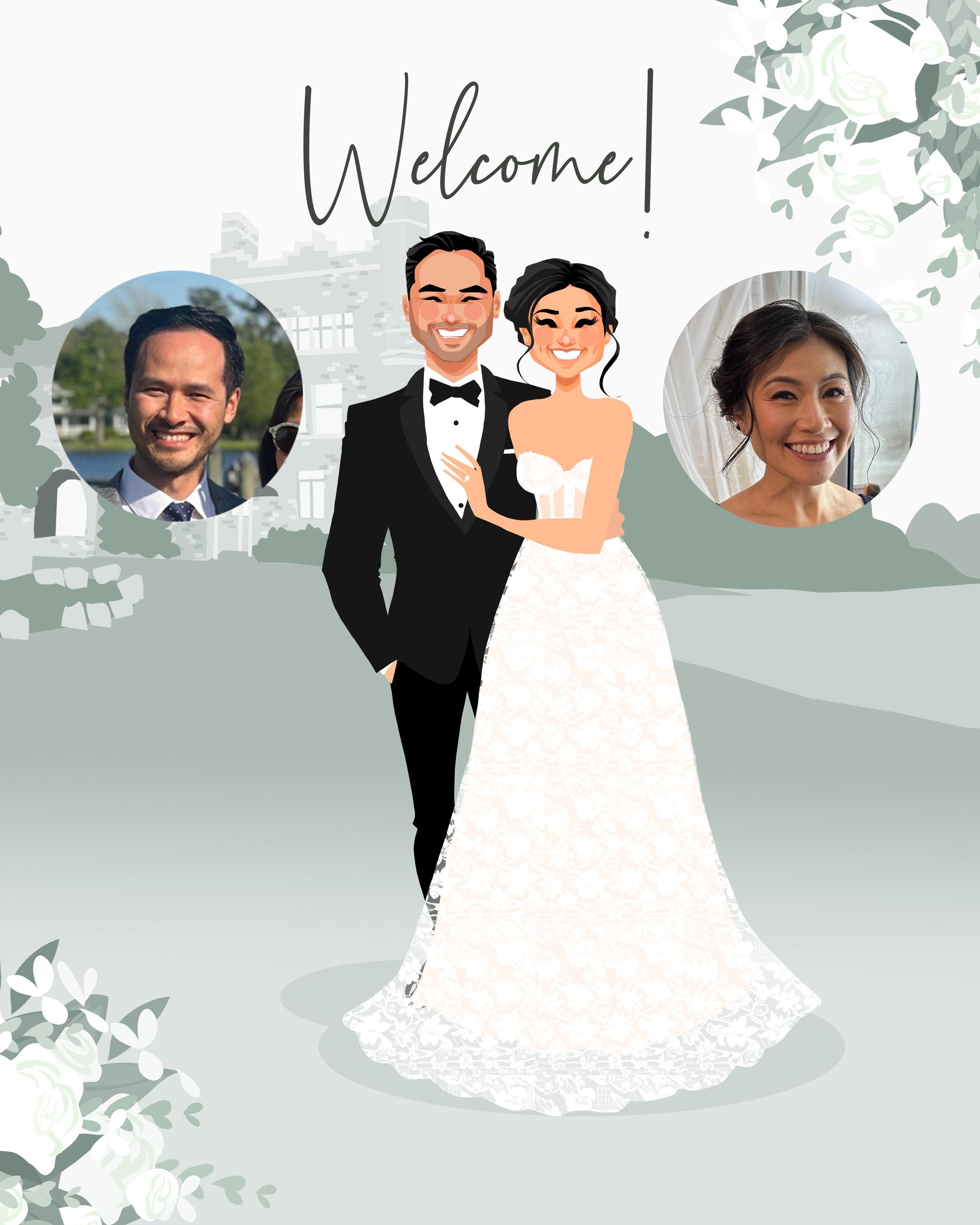 Custom Wedding Welcome Sign Portrait: Floral Decoration (digital) - Etsy
