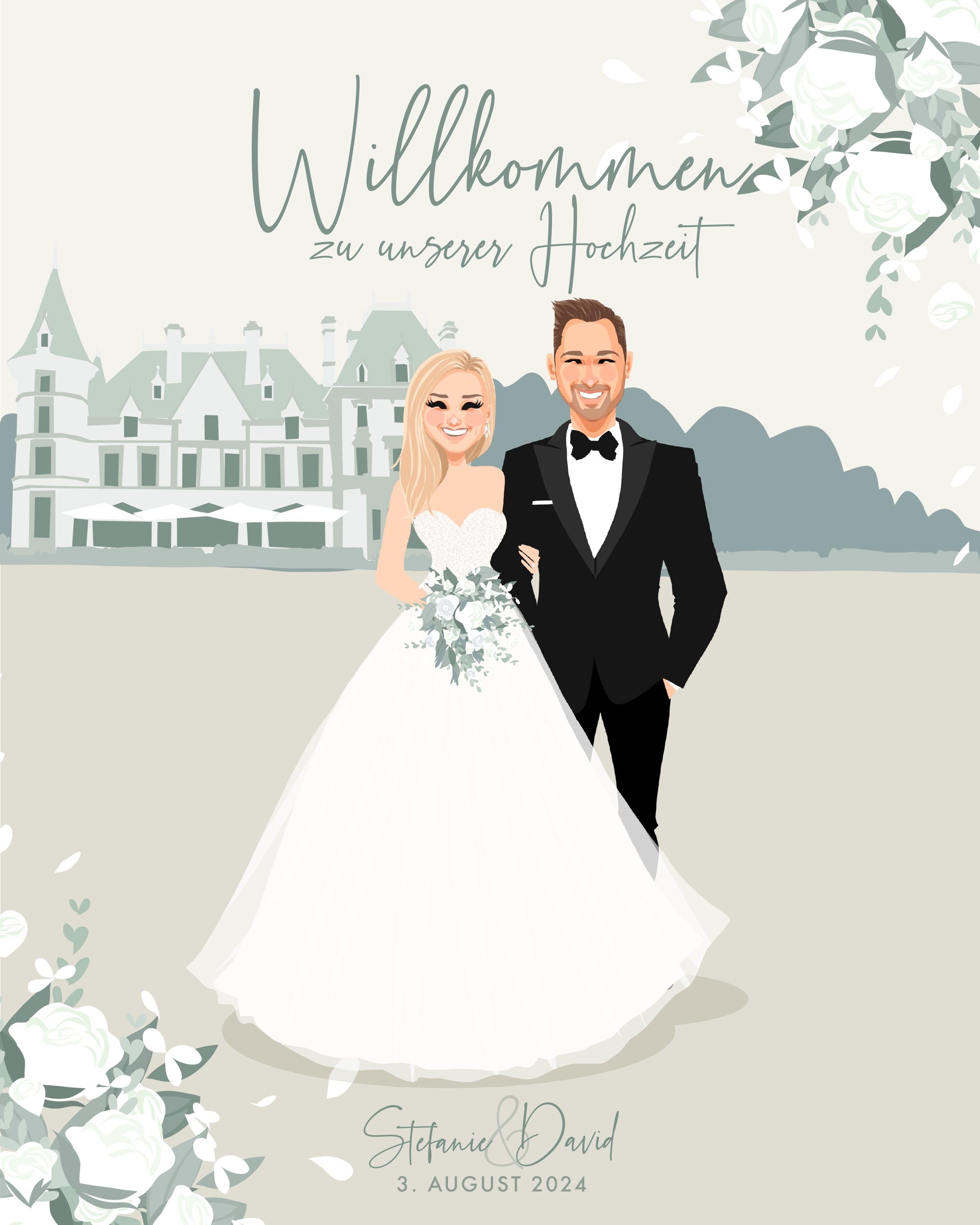 Custom Wedding Welcome Sign Portrait: Floral Decoration (digital) - Etsy