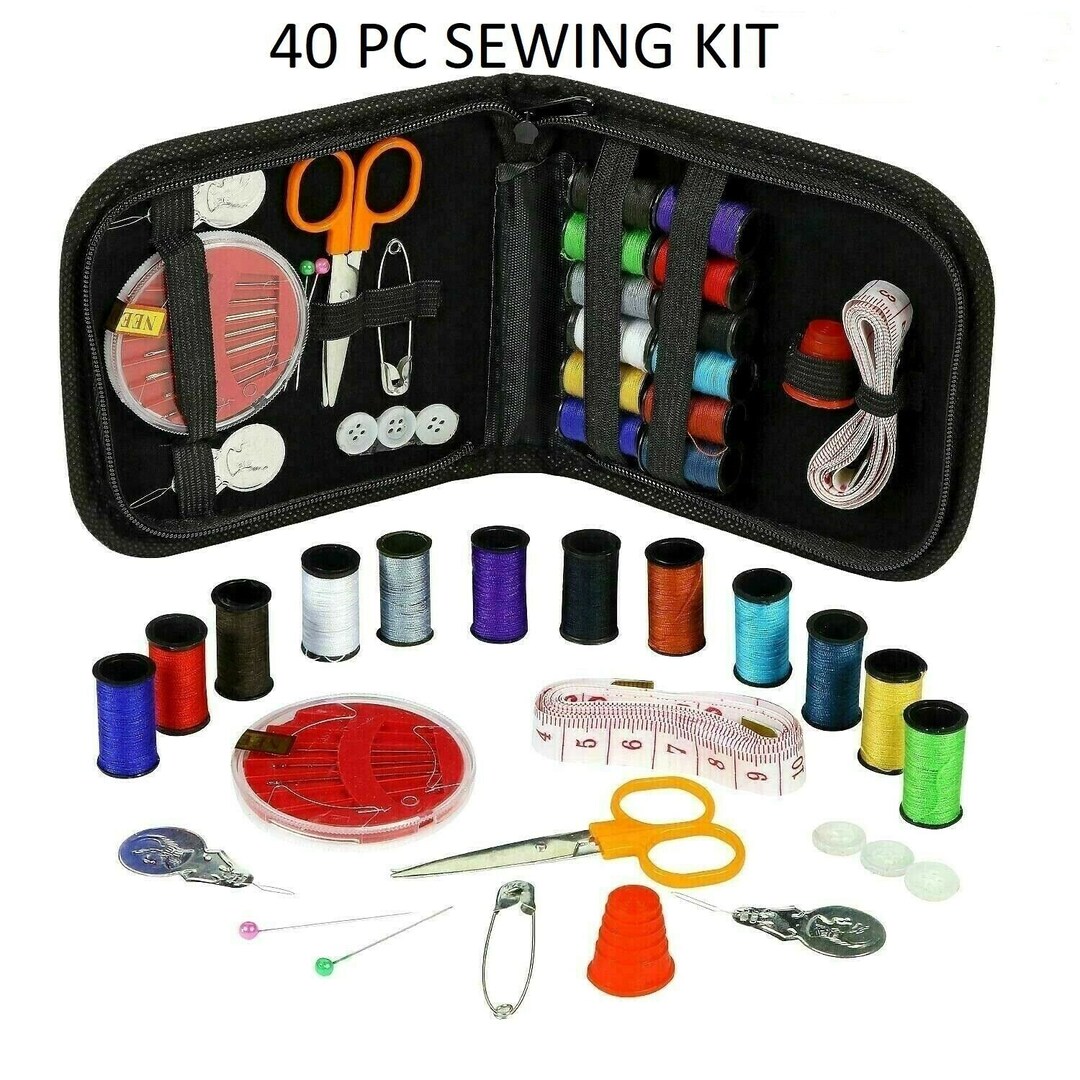Mini Sewing Kit - 40 Piece Sewing Kit - Thread Scissor Tape Pins ...