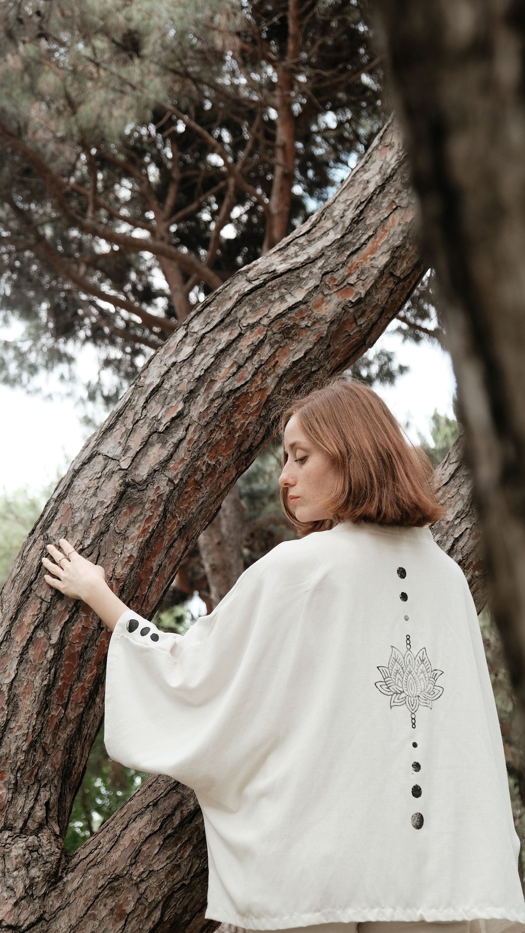 Lotus Linen Robe – Aztec Tribal Cardigan – Lightweight Oversized Yukata ...