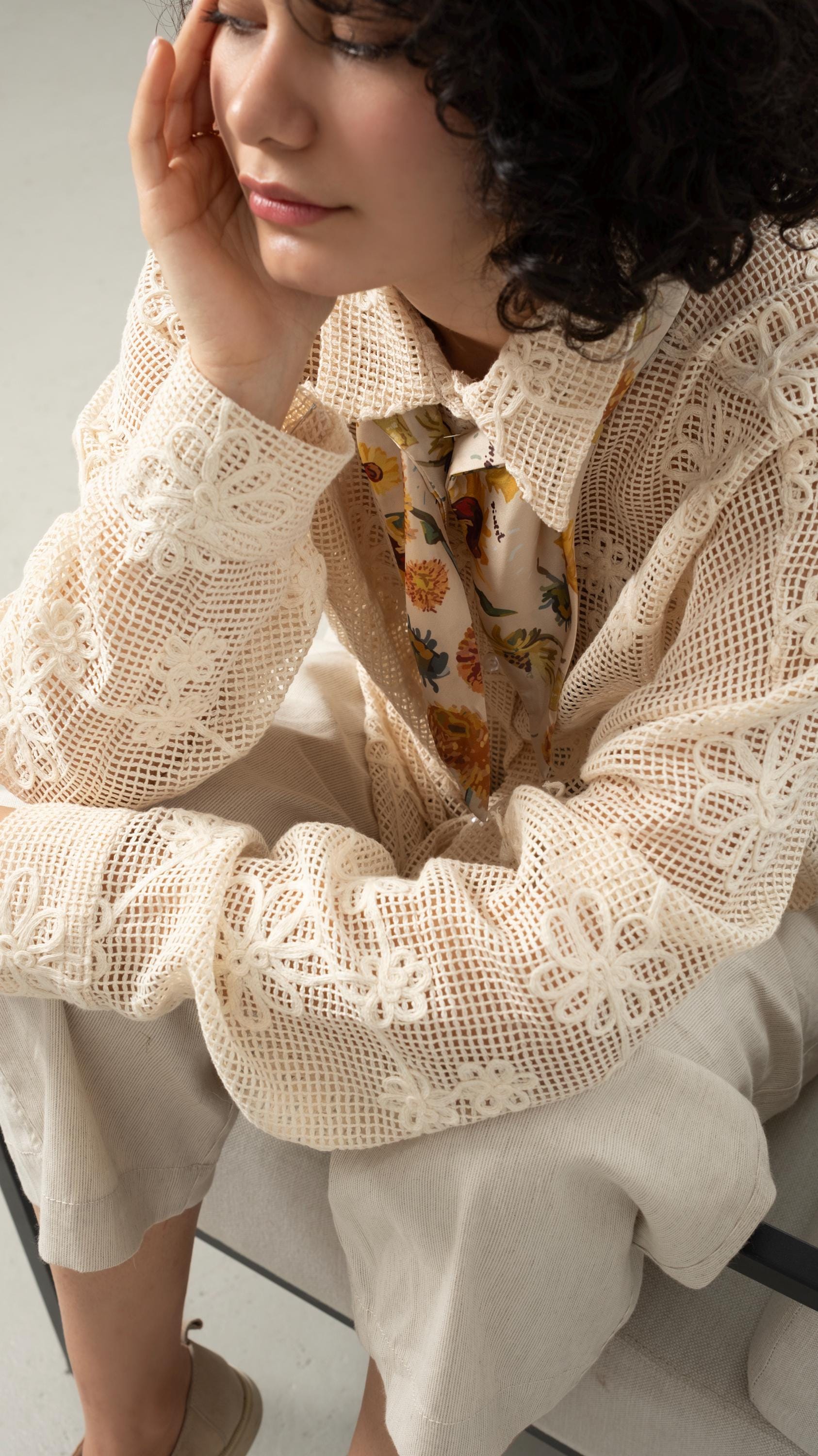 Sheer Embroidered Lace Shirt, Oversized White Mesh Blouse, Romantic ...