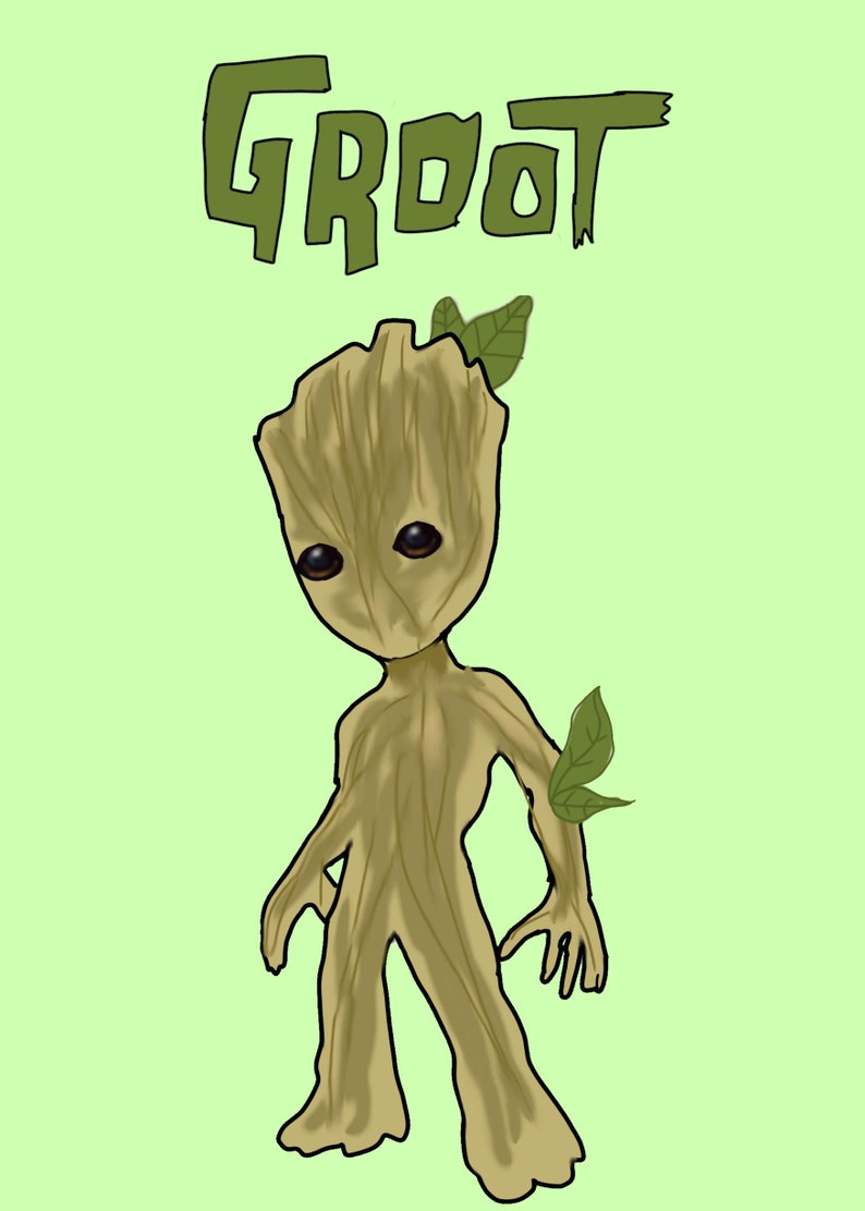 Hand Drawn Groot Print - Etsy
