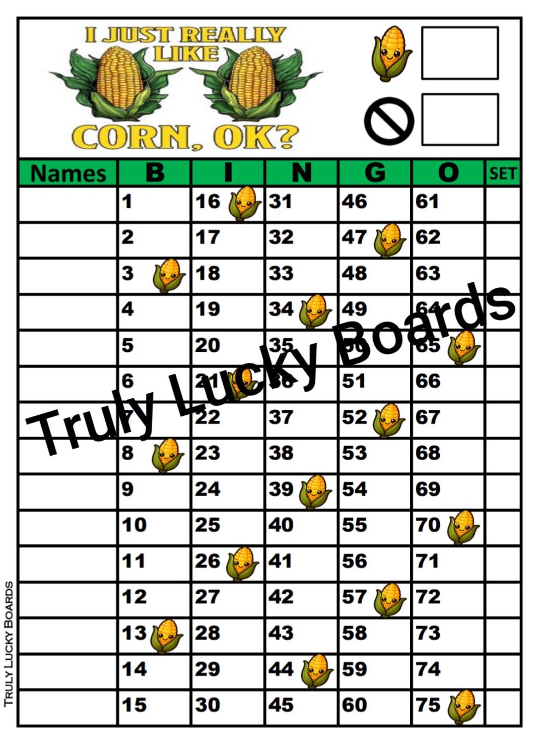 Fall Corn Bingo Boards Straight and Mixed - Etsy