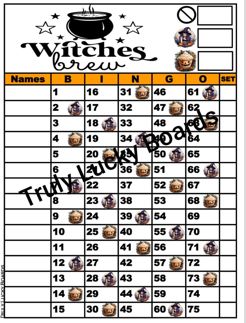 Witches Brew Bingo Board straight and Mixed 75 - Etsy
