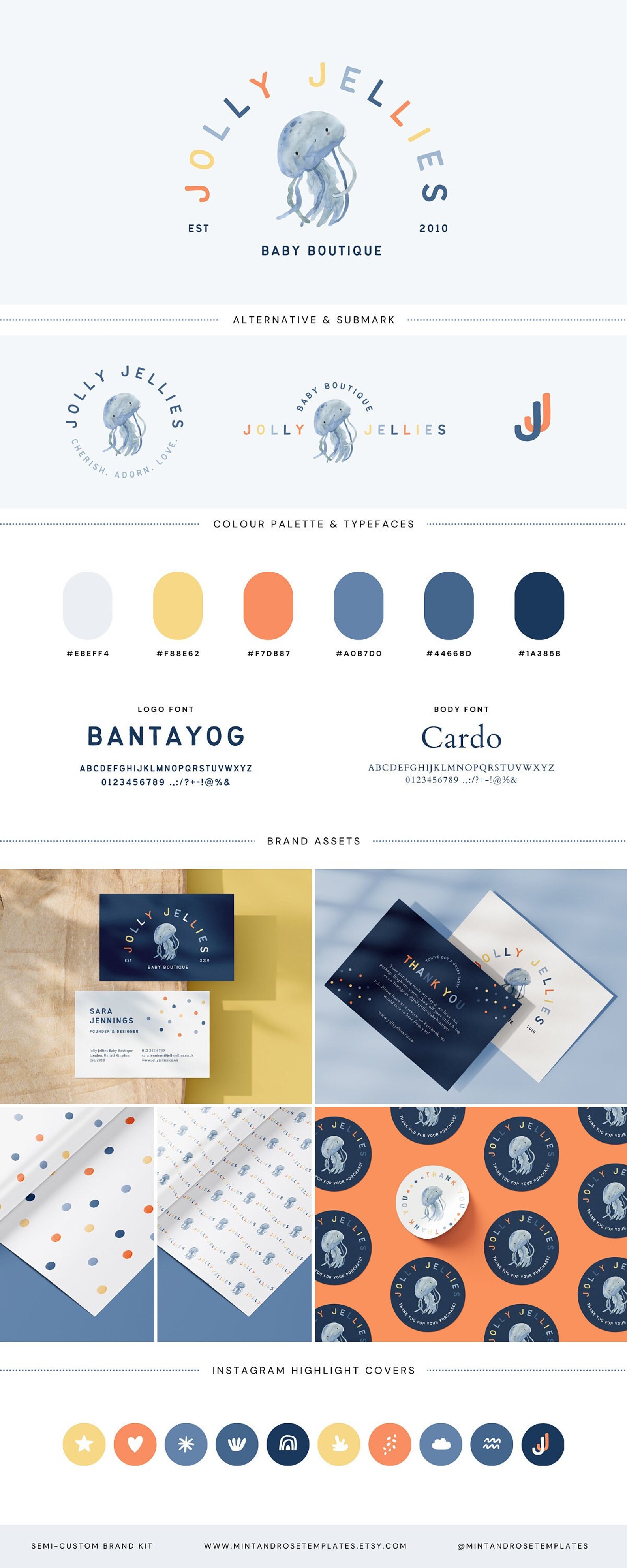 Semi Custom Branding Kit, Kids Logo Branding, Cute Colourful & Fun ...