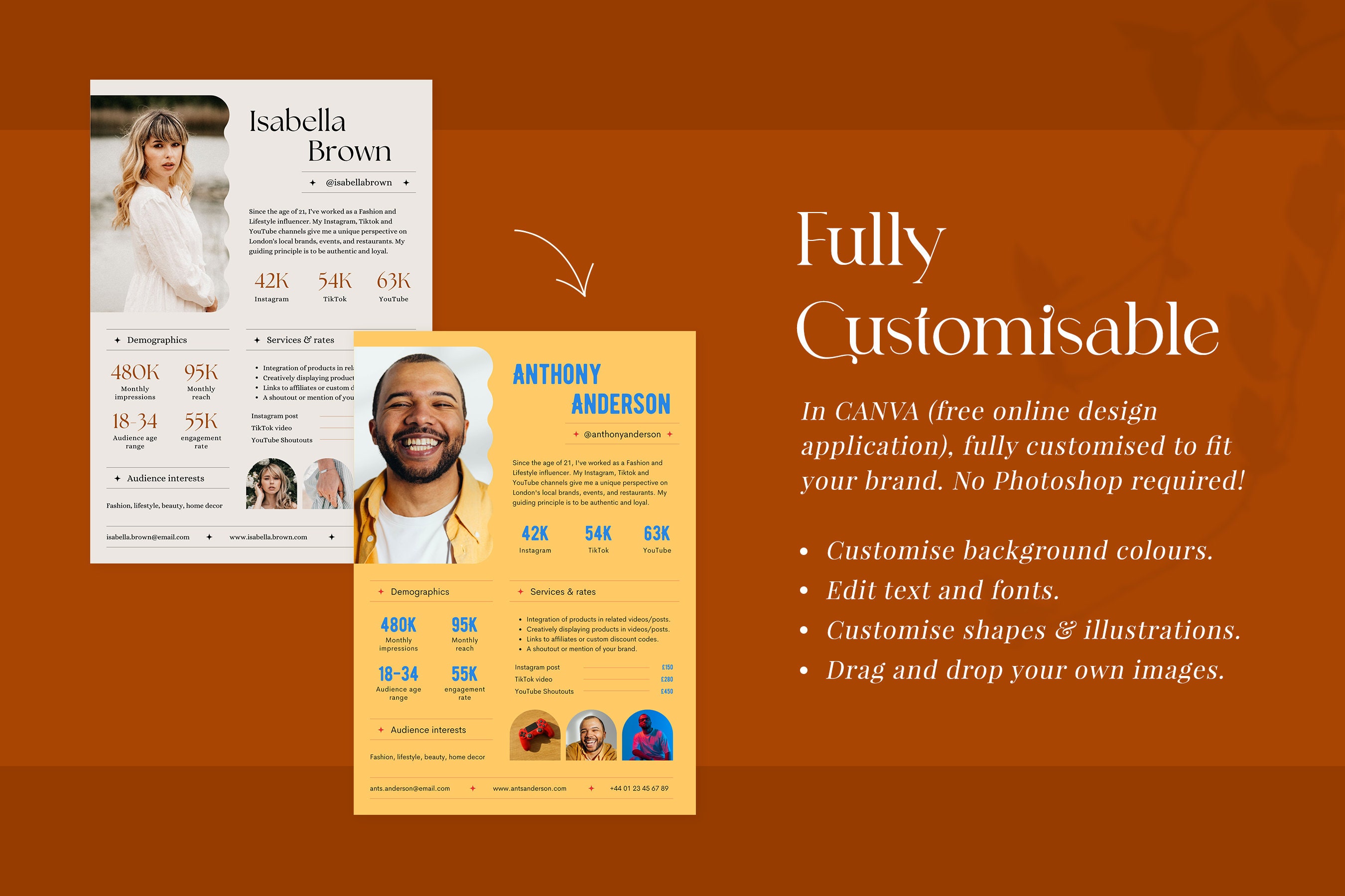 One Page Media Kit for Influencers, Influencer Outreach, Media Kit ...