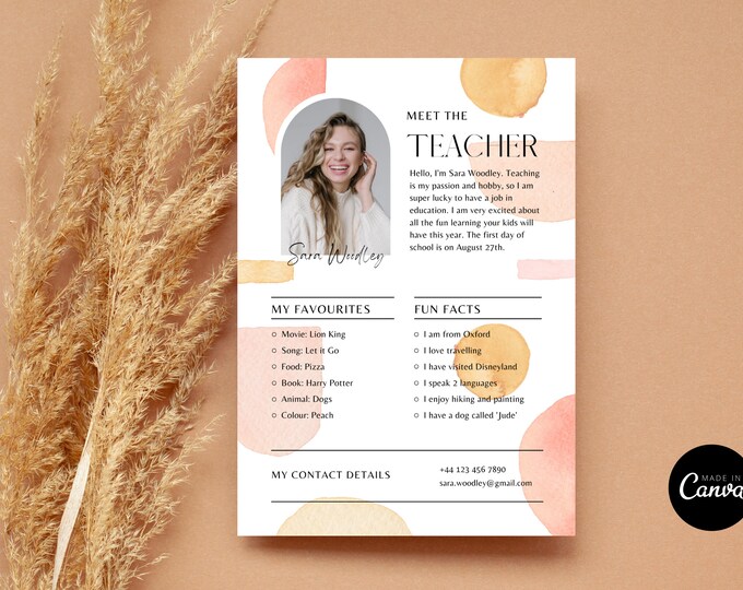 Meet the Teacher Template Editable in Canva Teacher Introduction Flyer ...