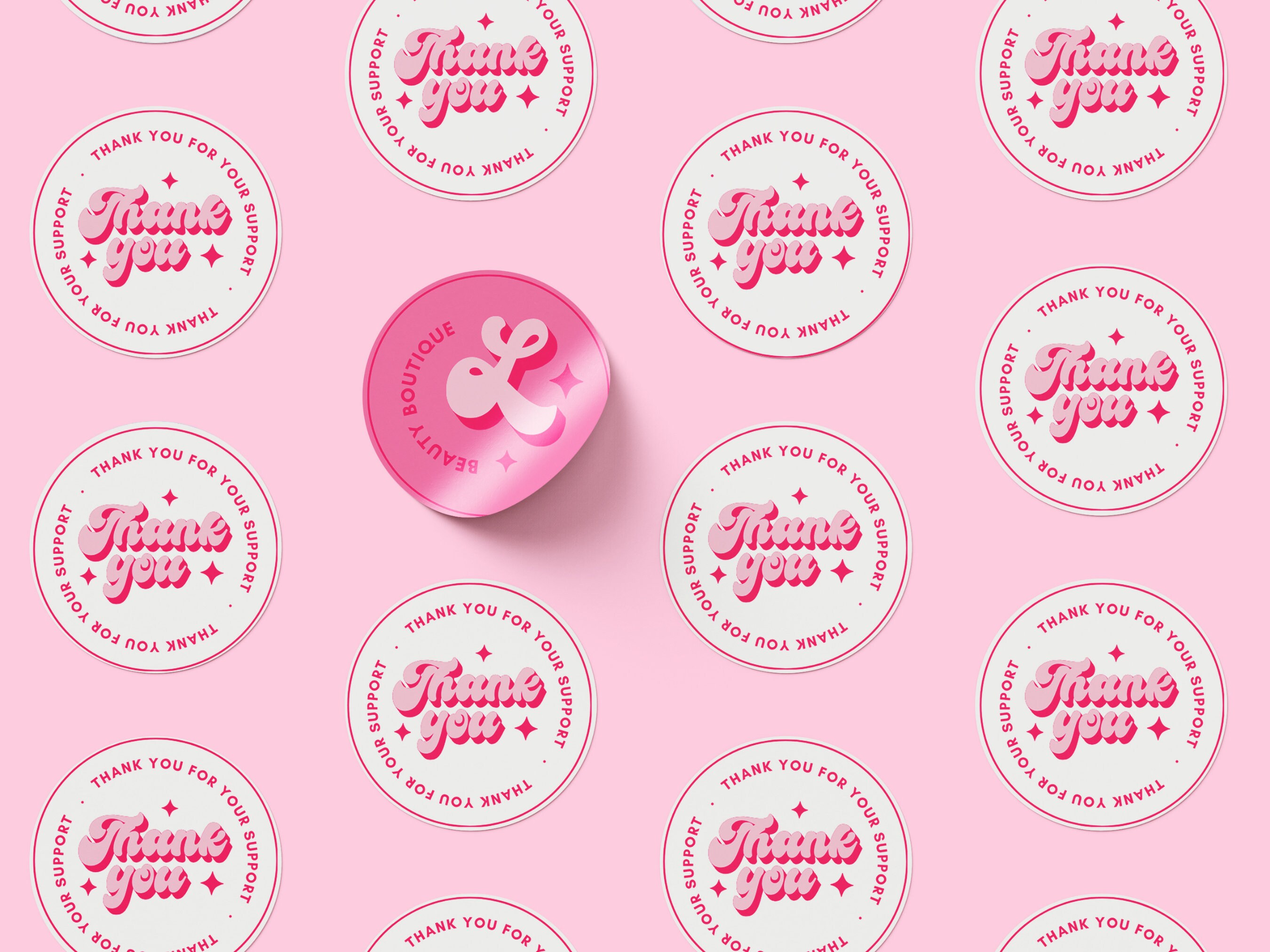 Semi Custom Pink Retro Logo, Pretty Beauty Brand Bundle, Funky Logo ...