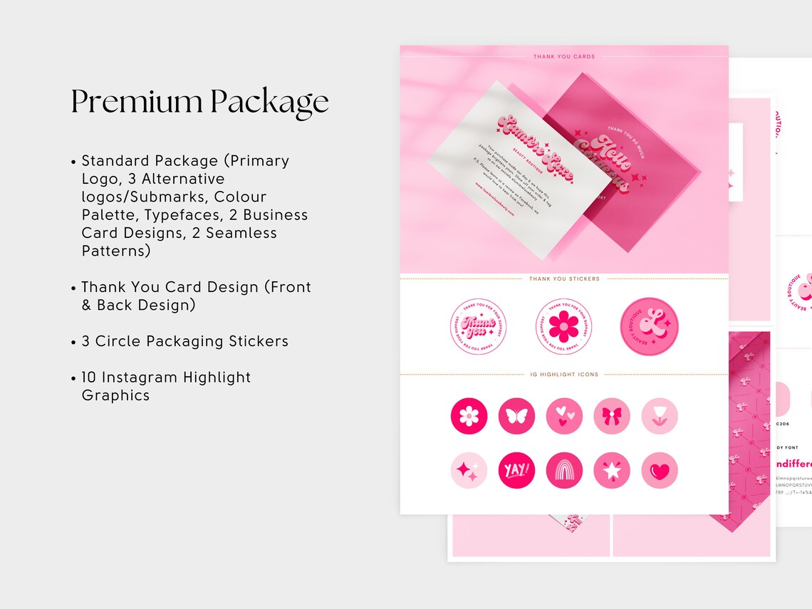 Semi Custom Pink Retro Logo, Pretty Beauty Brand Bundle, Funky Logo ...