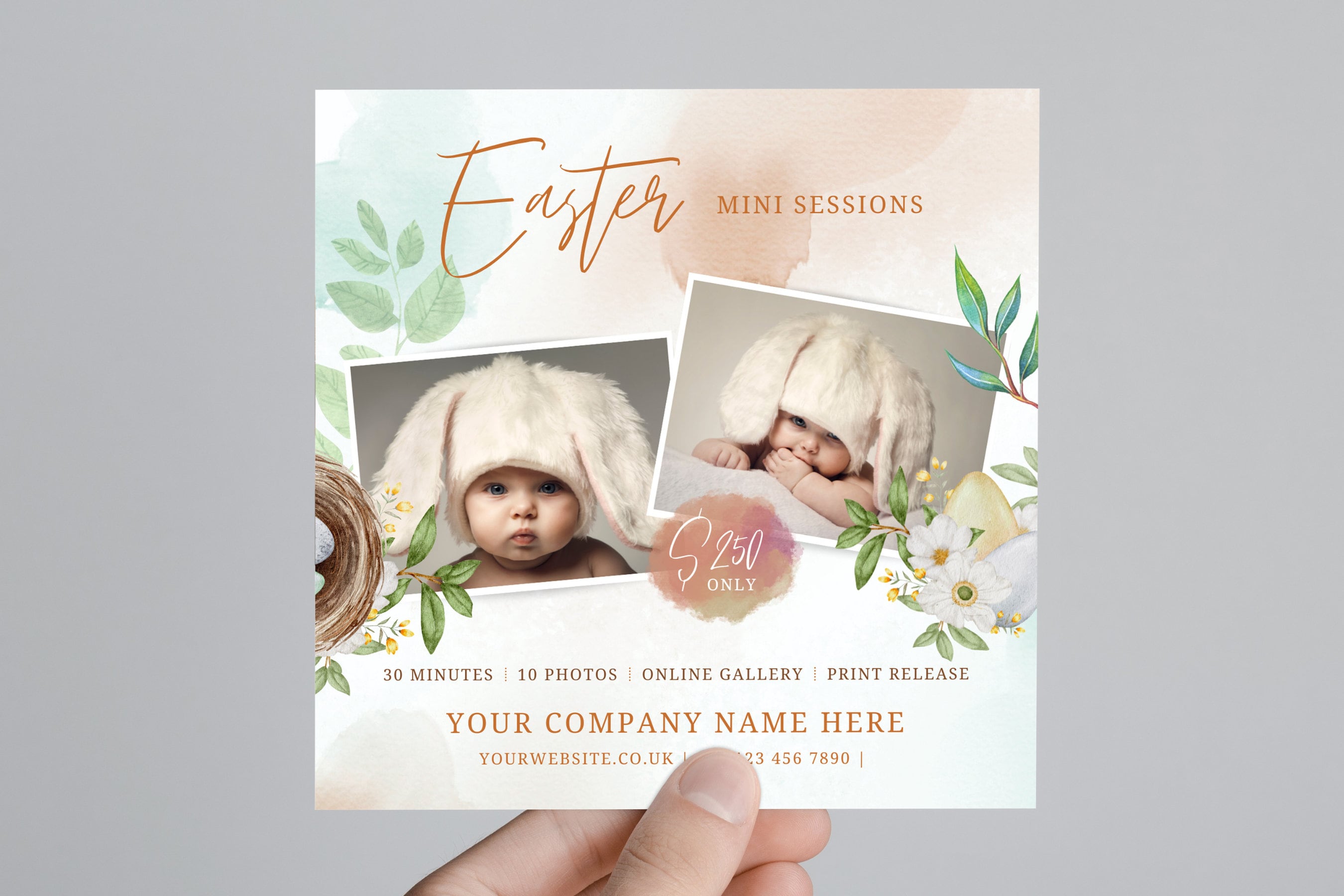 Easter Mini Session Template Editable in CANVA, Easter Marketing Board ...