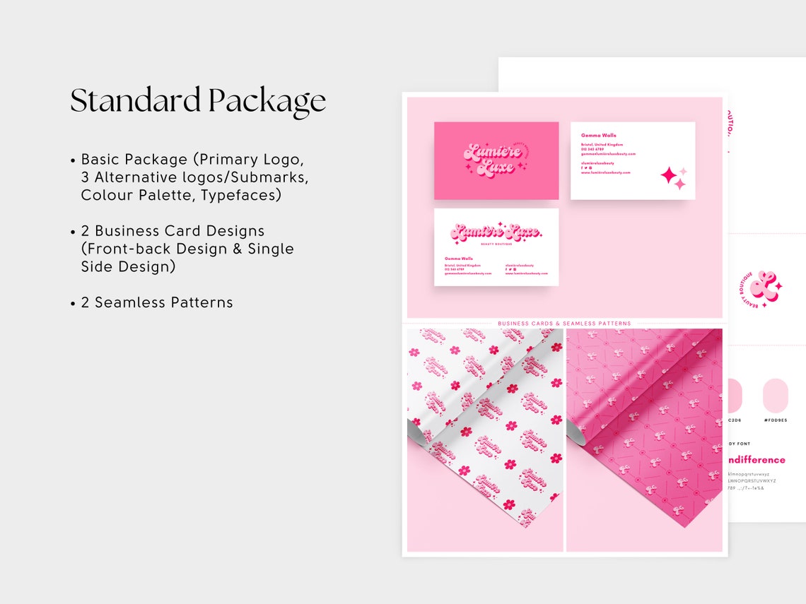 Semi Custom Pink Retro Logo, Pretty Beauty Brand Bundle, Funky Logo ...
