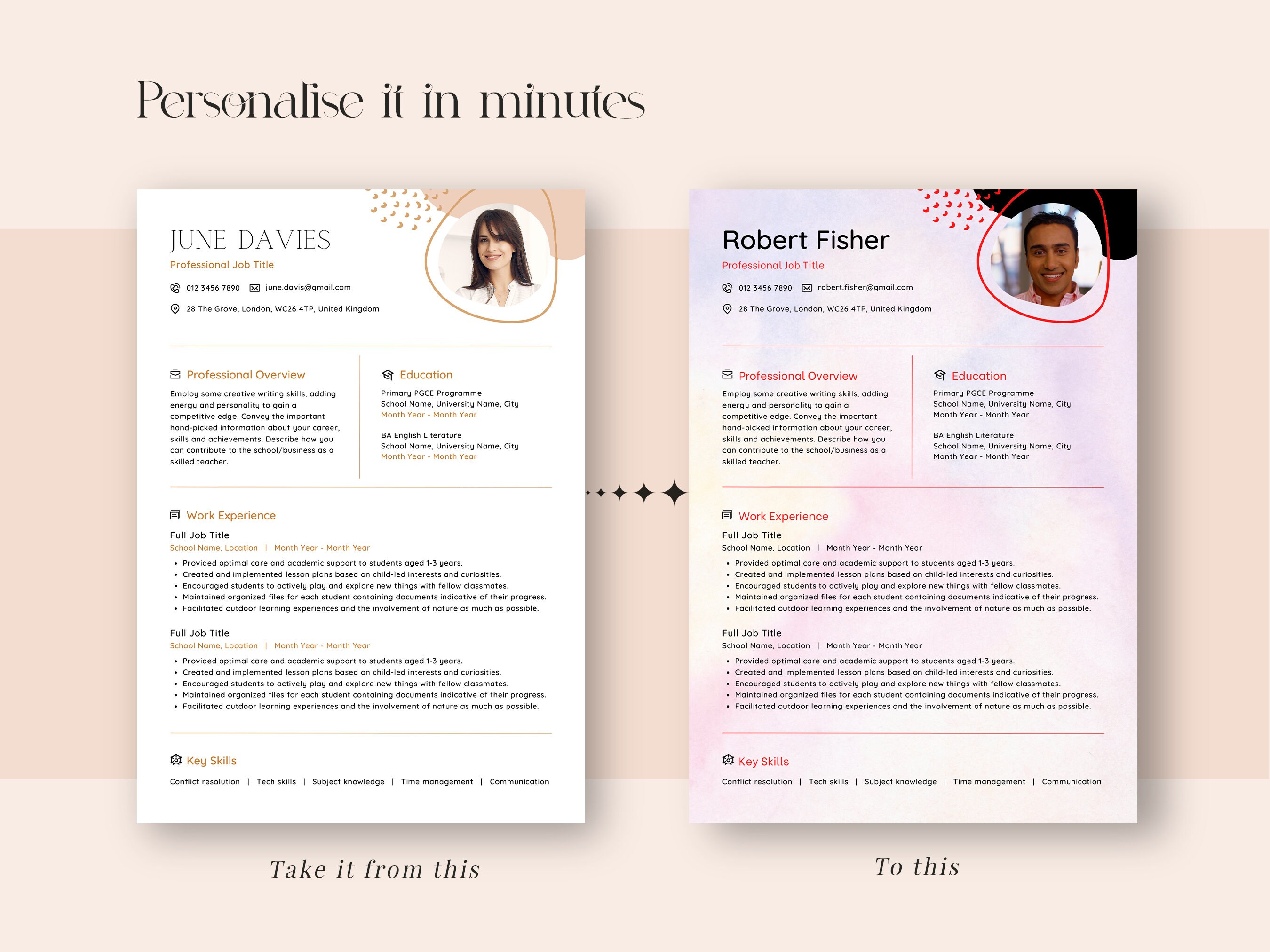 Teacher Resume Template, Cover Letter and References (canva Template ...