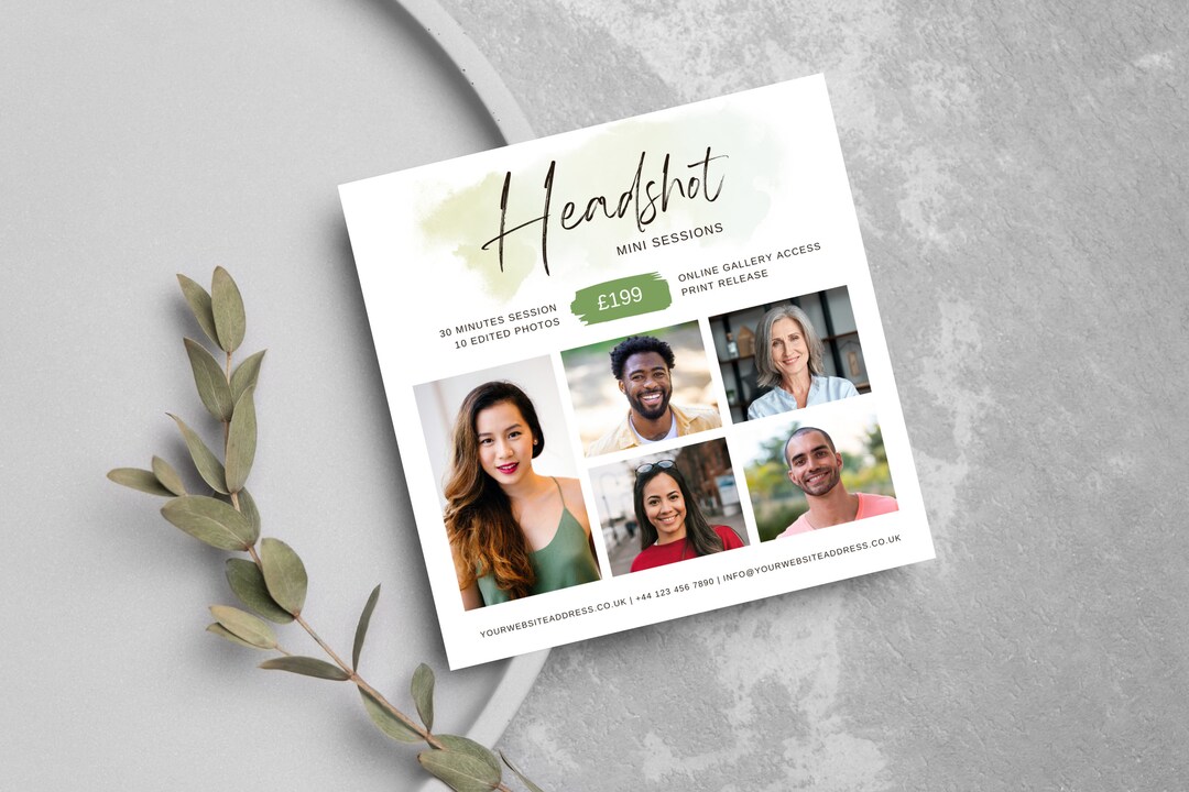 Headshot Mini Session Template Editable in CANVA, Templates for ...