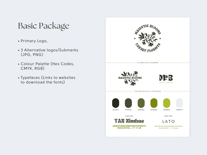 Semi Custom Brand Kit, Flower Shop Logo, Botanical Logo Design, Pre ...