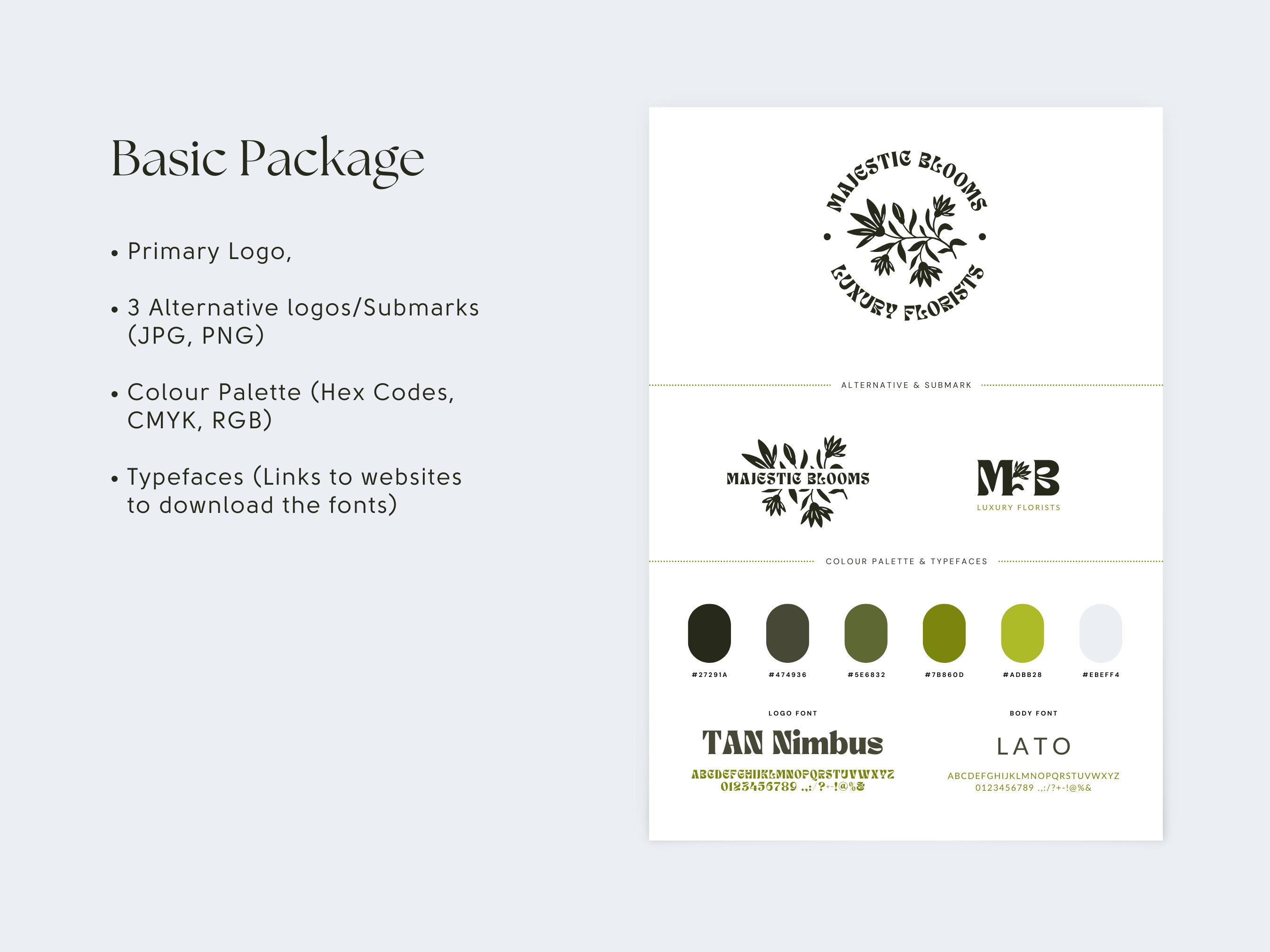 Semi Custom Brand Kit, Flower Shop Logo, Botanical Logo Design, Pre ...