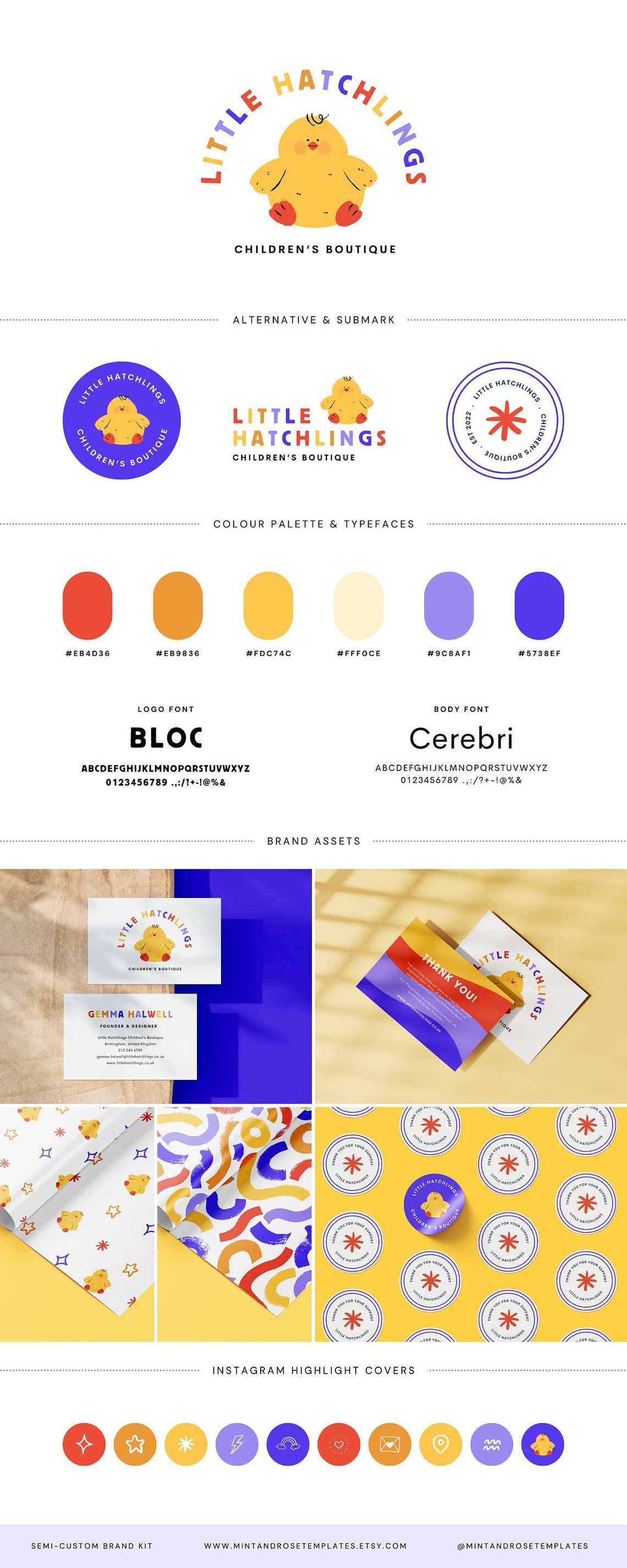 Semi Custom Branding Kit, Kids Logo Branding, Cute Colourful & Fun ...