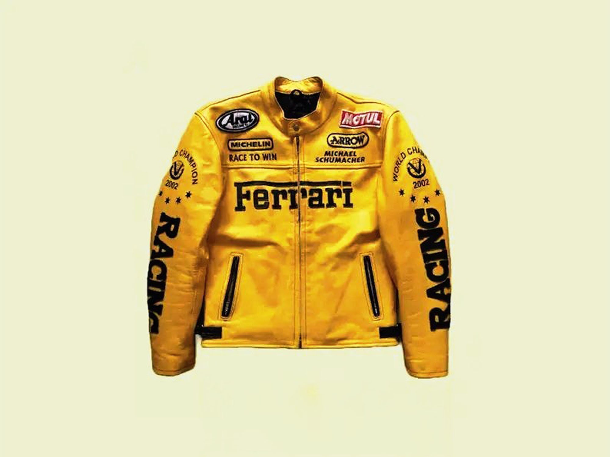 Men's Ferrari F1 Yellow Racing Jacket, Men's Motorcycle Ferrari Biker ...
