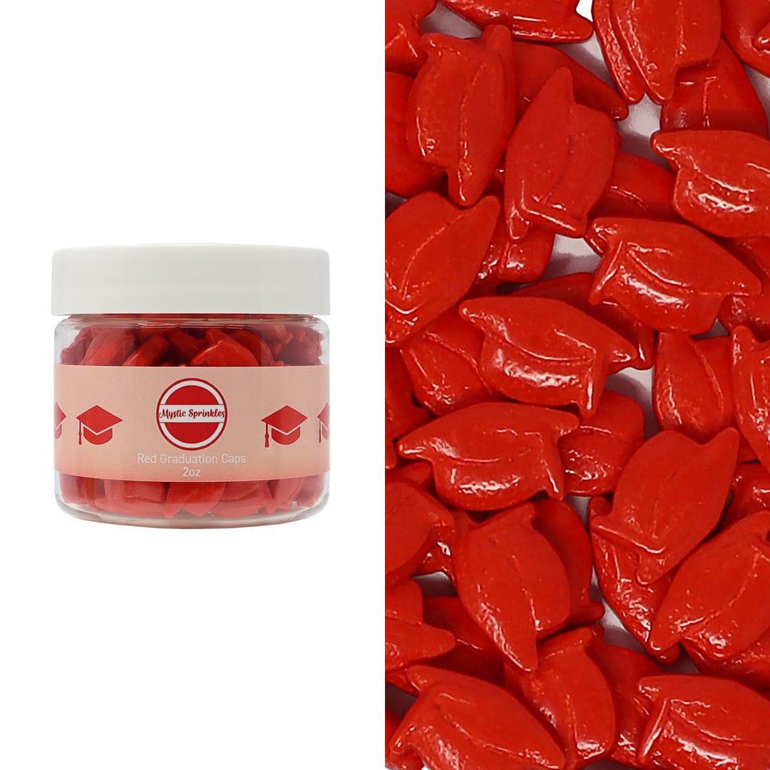 Mystic Sprinkles Candy Shapes Graduation Caps 2oz - Red - Etsy