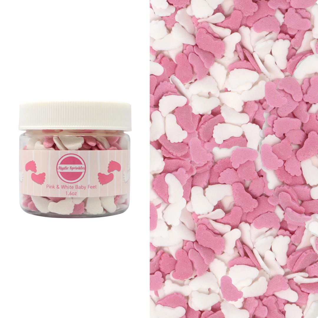 Mystic Sprinkles Candy Shapes Pink & White Baby Feet 1.6oz - Etsy