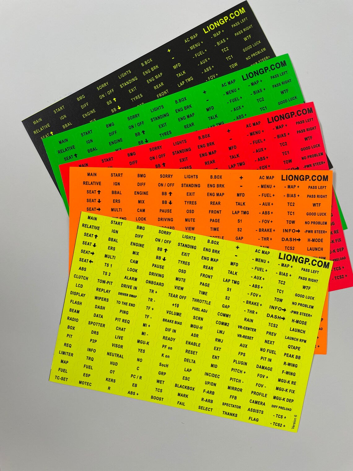 Liongp Sim Racing Stickers for Button Box Neon UV - Etsy