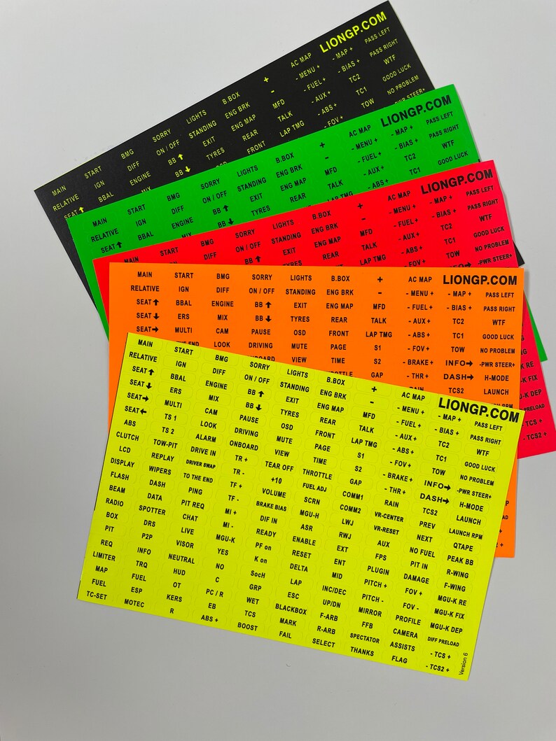 Liongp Sim Racing Stickers for Button Box Neon UV - Etsy