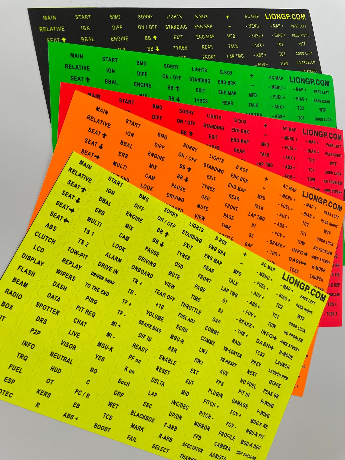 Liongp Sim Racing Stickers for Button Box Neon UV - Etsy