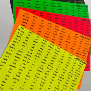 Liongp Sim Racing Stickers for Button Box, Neon UV Fluorescent Stickers ...