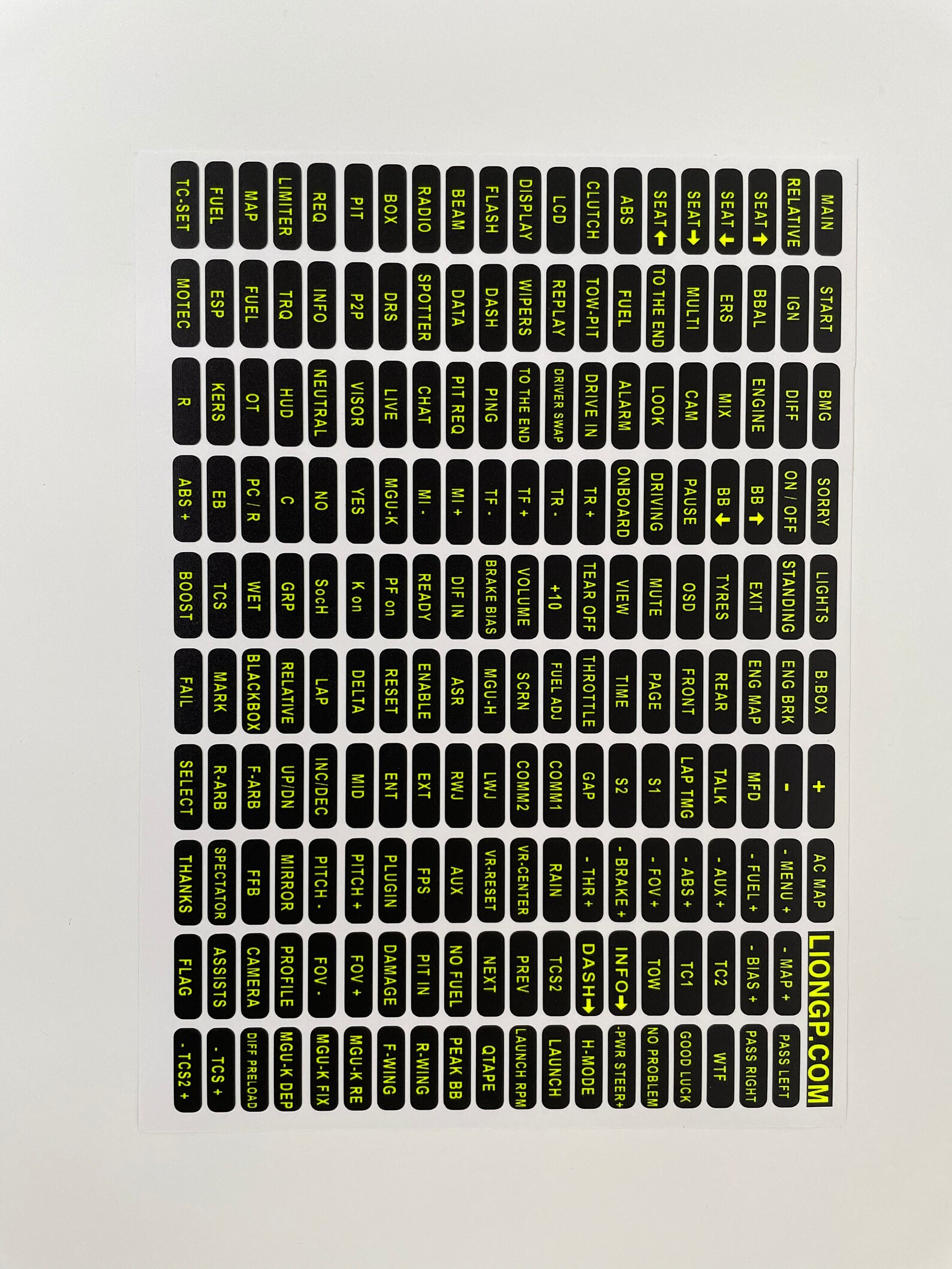 Liongp Sim Racing Stickers for Button Box Neon UV - Etsy