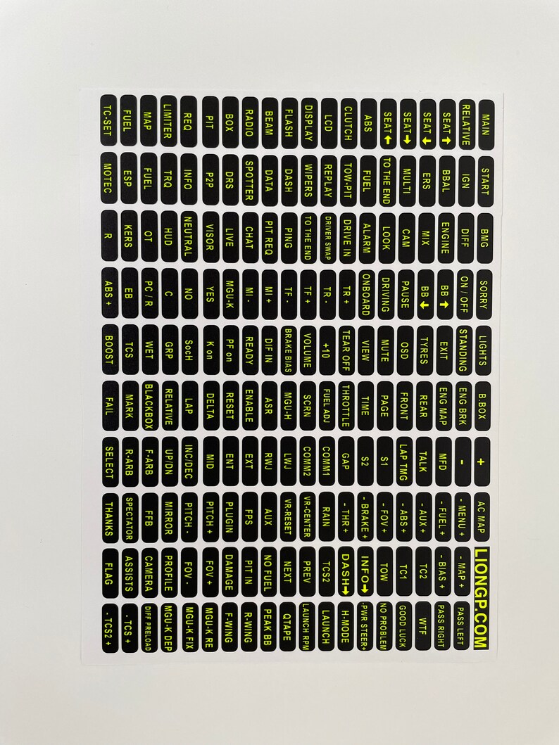 Liongp Sim Racing Stickers for Button Box Neon UV - Etsy