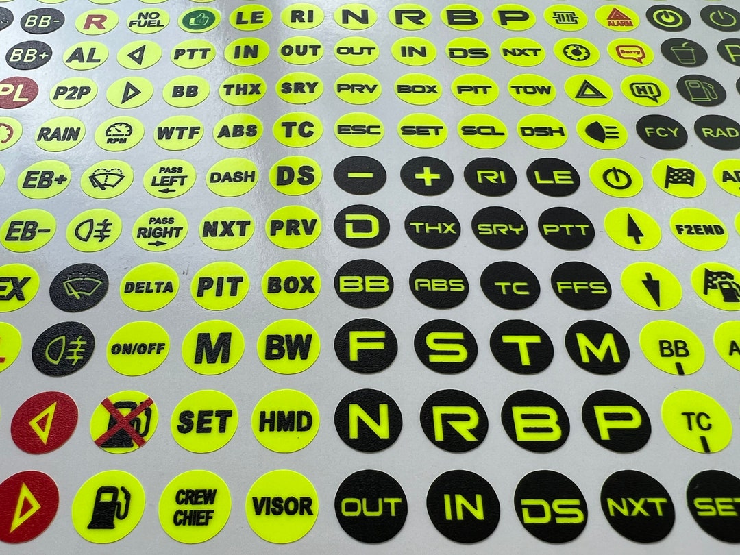 Sim Racing Sticker Neon XL for Fanatec Button Caps / Steering Wheel ...