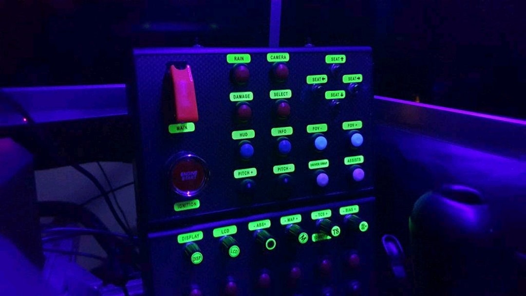 Liongp Sim Racing Stickers for Button Box, Neon UV Fluorescent Stickers ...