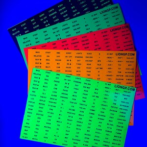 Liongp Sim Racing Stickers for Button Box, Neon UV Fluorescent Stickers ...