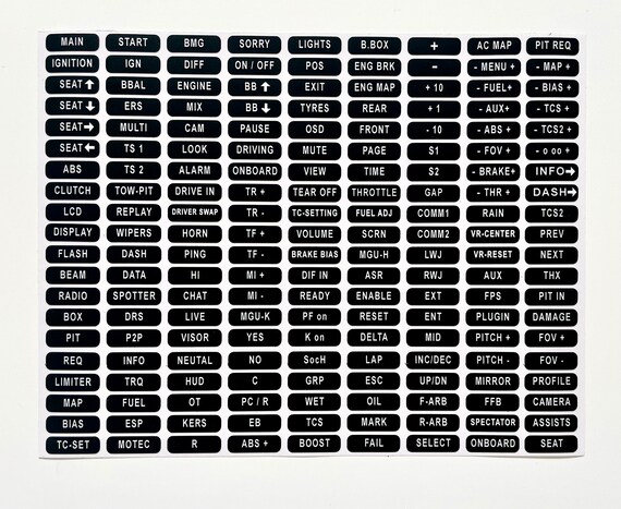 Sim Racing Button Box Sticker Black 20mm X 6mm for Iracing | Etsy