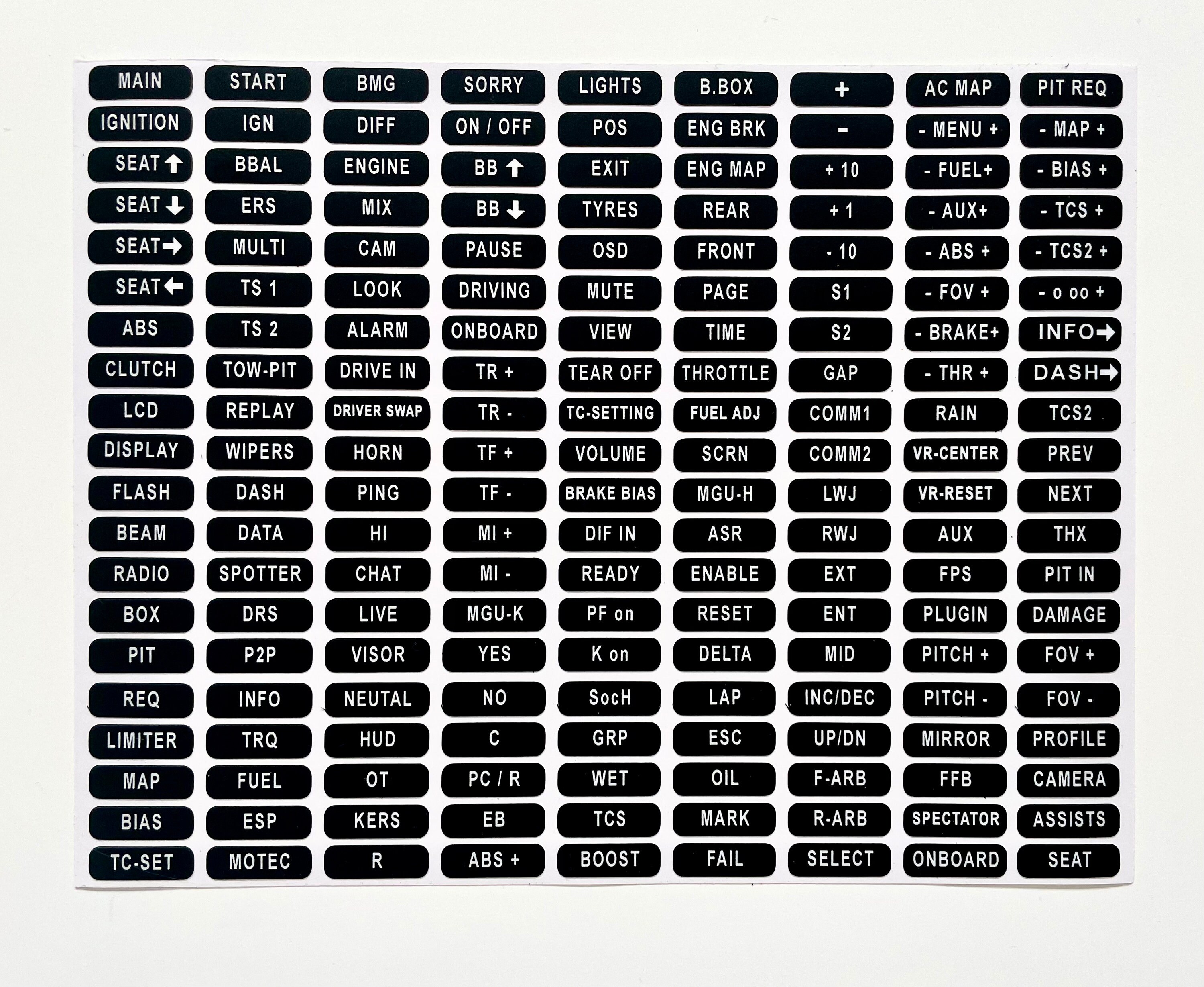 Liongp Sim Racing Button Box Sticker Black 20mm X 6mm for - Etsy Australia