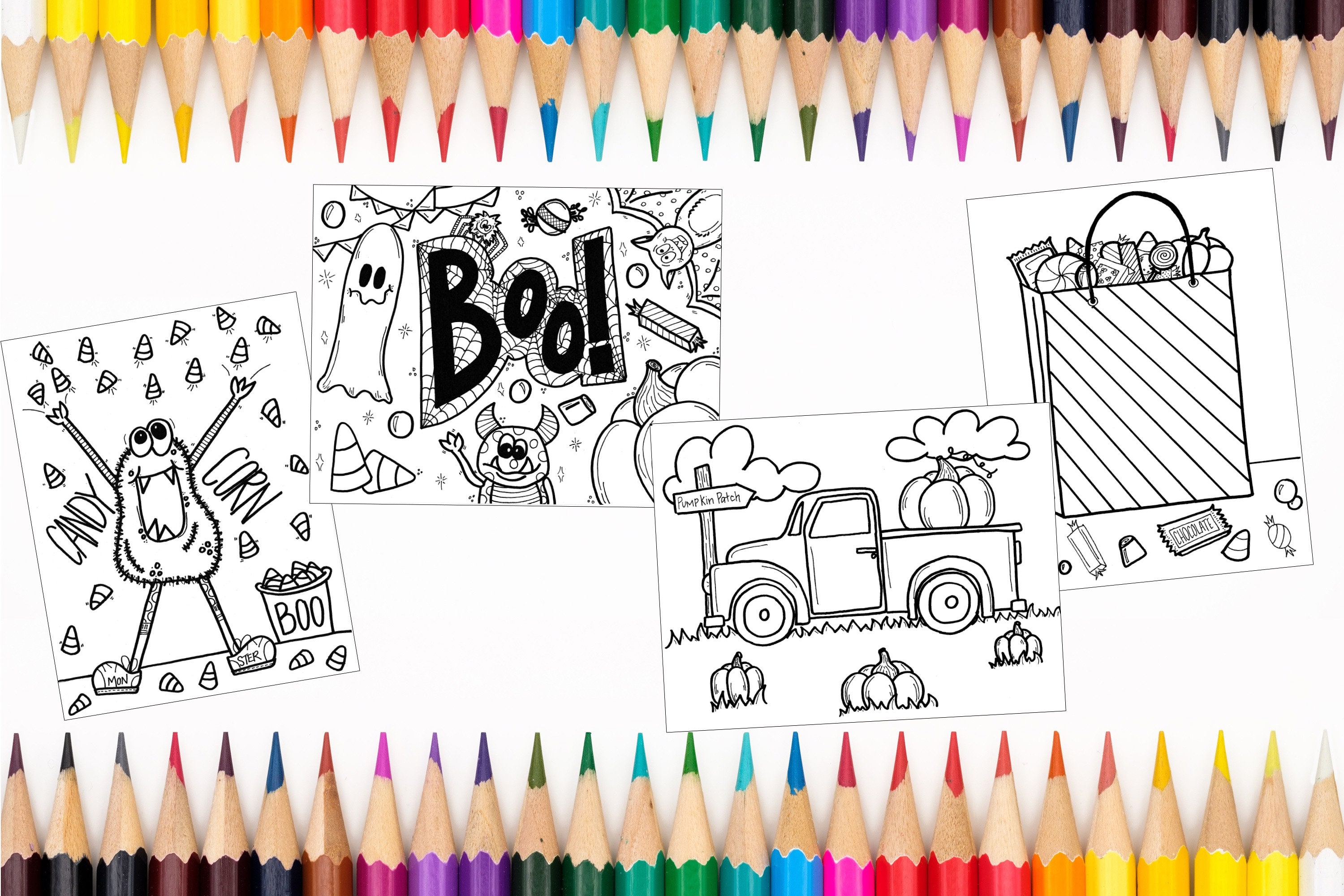 Fall & Halloween Themed Coloring Sheets - Etsy