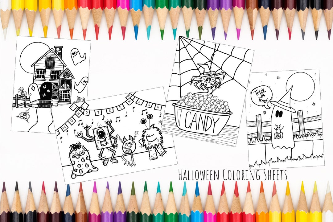 Fall & Halloween Themed Coloring Sheets - Etsy