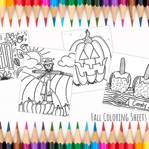 Fall & Halloween Themed Coloring Sheets - Etsy