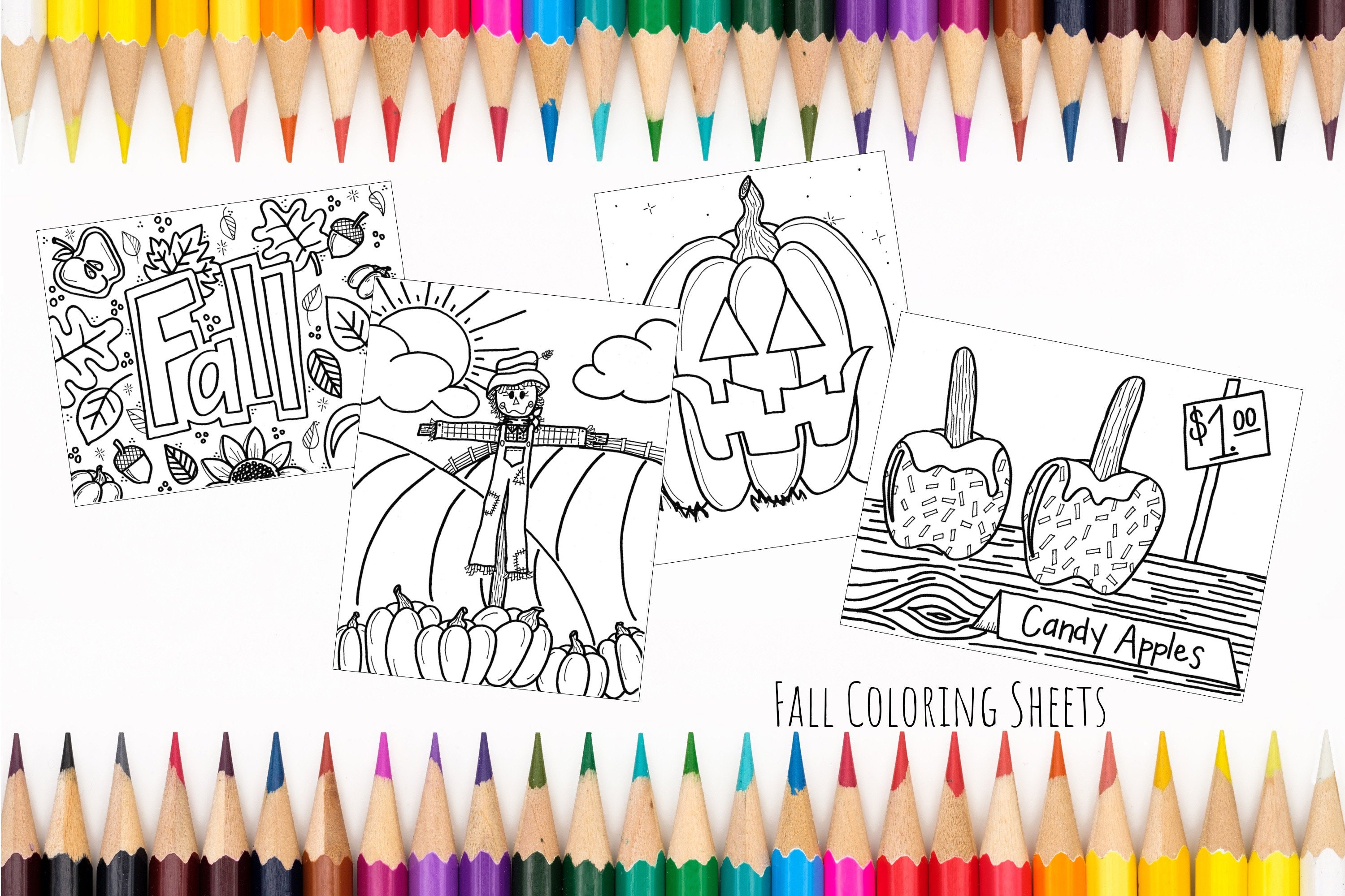 Fall & Halloween Themed Coloring Sheets - Etsy