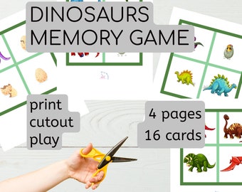Dinosaur Memory Game Printable - Etsy