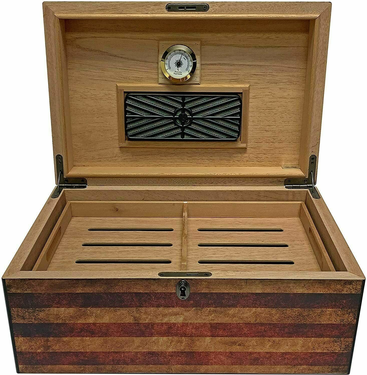 Old Glory American Flag 100 Cigar Count Humidor W/ Humidifier ...