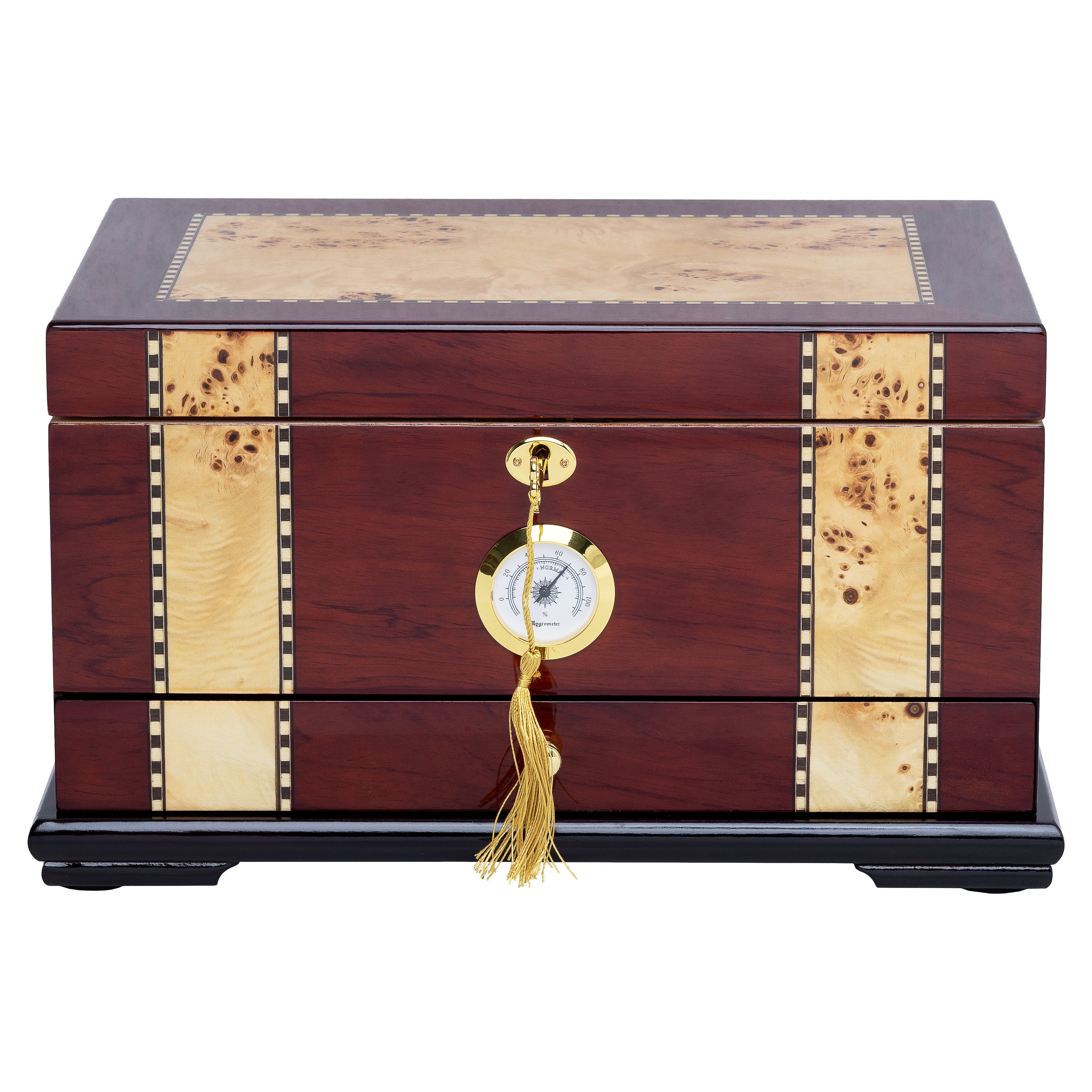Solana Desktop Cigar Humidor, Rosewood With Maple-burled Wood Inlay ...