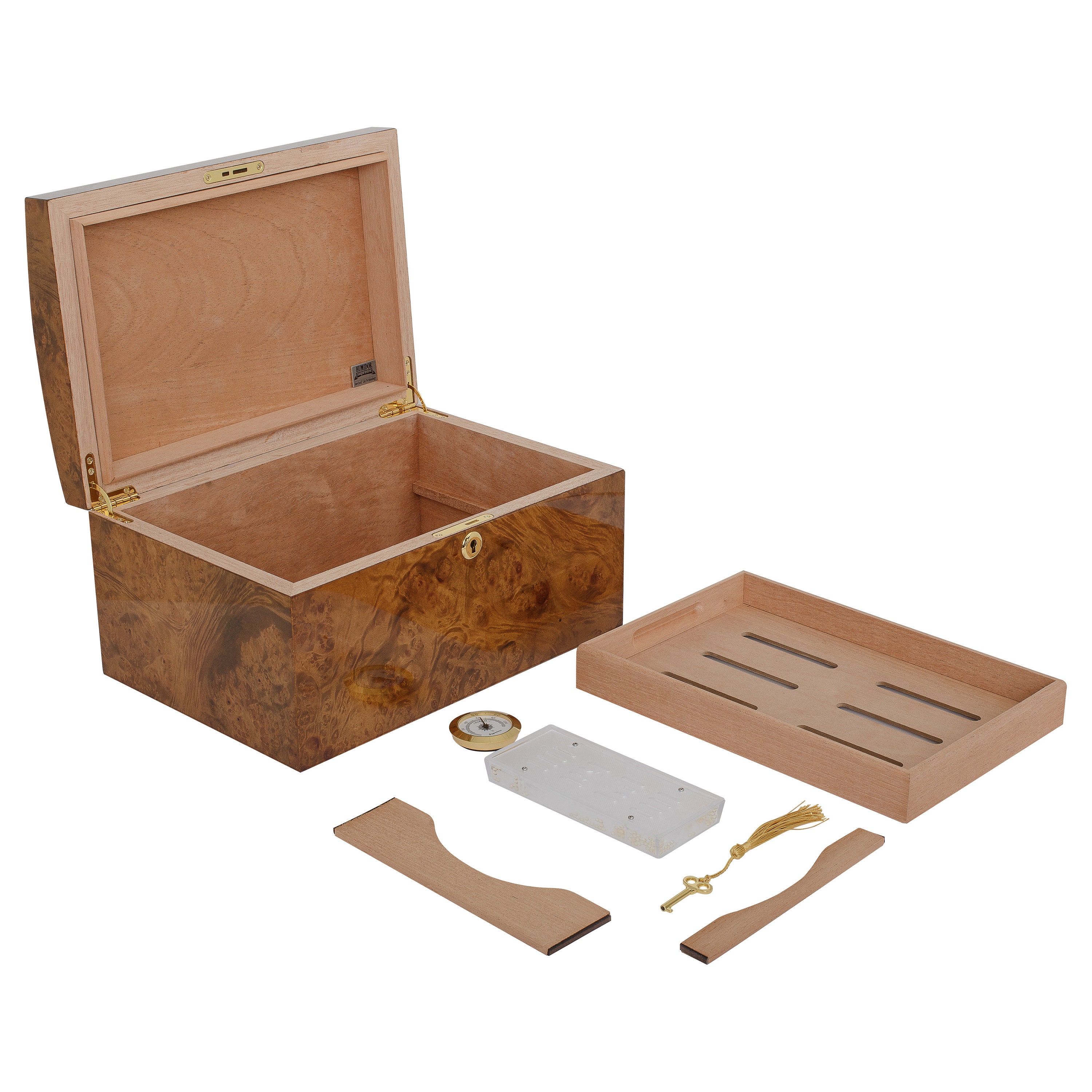 Humidor Supreme Arcos Desktop Cigar Humidor, Rustic Red Premium Burl ...