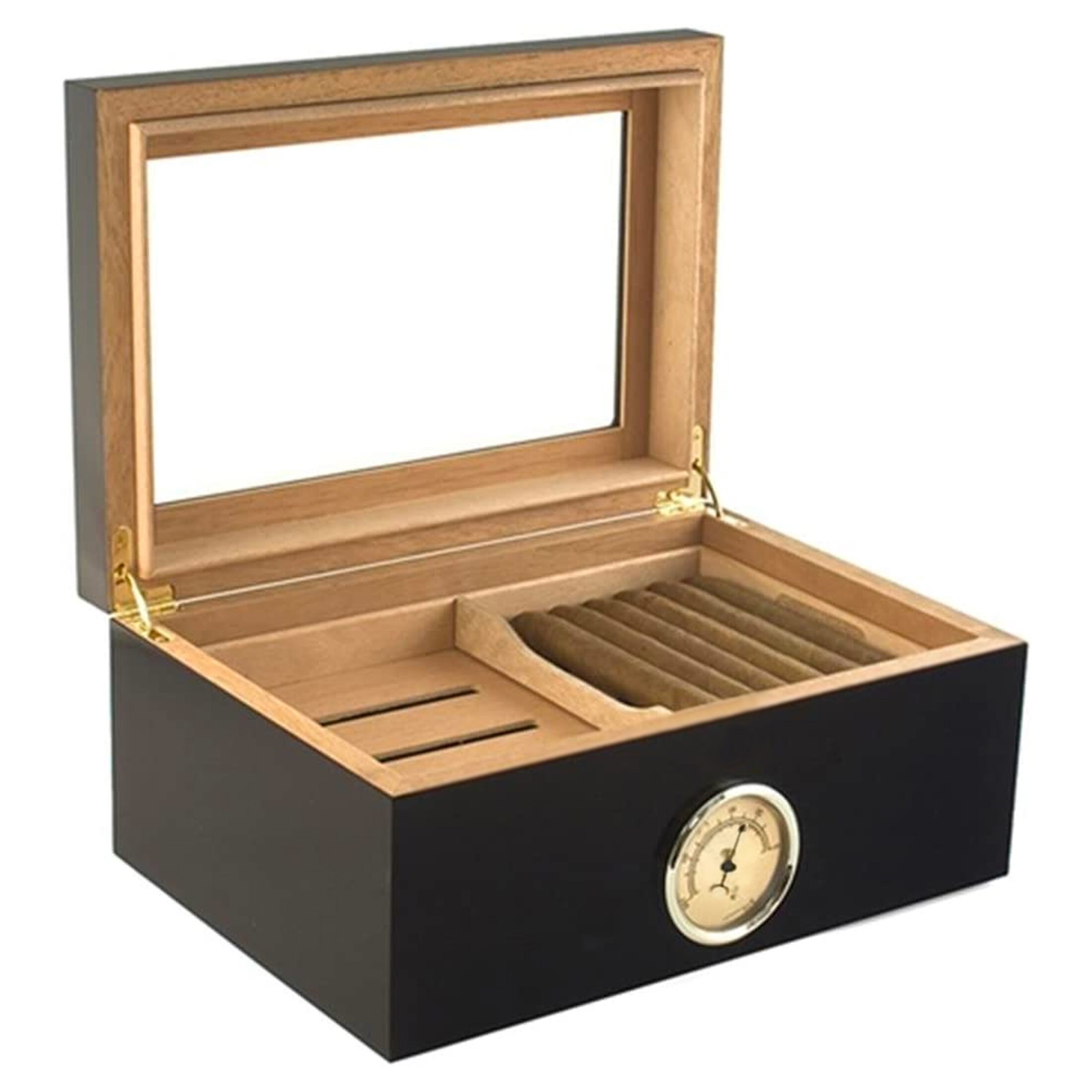 Laser Engraved Bally Desktop Glass Top Humidor, 100 Cigar Capacity ...