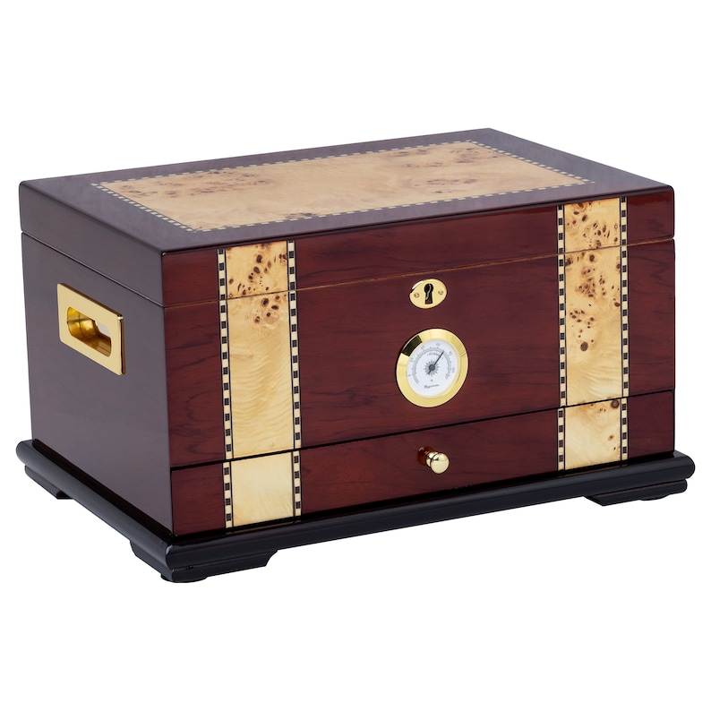 Solana Desktop Cigar Humidor, Rosewood With Maple-burled Wood Inlay ...